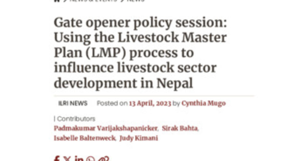 Gate opener policy session: Using the Livestock Master Plan (LMP) process to influence livestock ...
